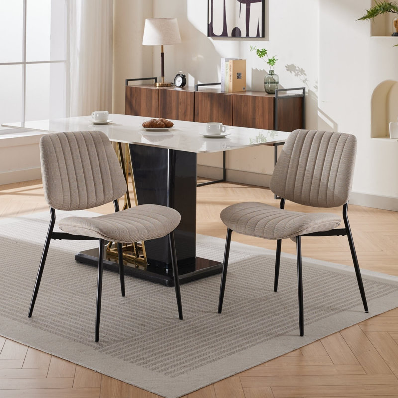 Modern Dining Chair Set of 2 George Oliver Upholstery Color Gray
